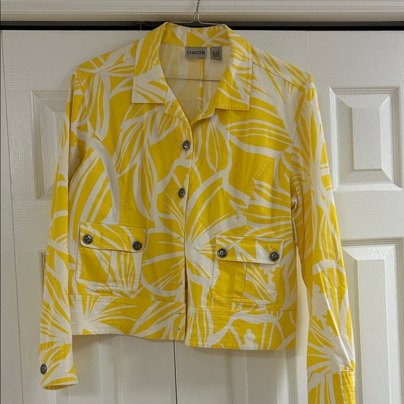 Chico's | Jackets & Coats | Chicos Vibrant Yellow And White Jean Jacket ...